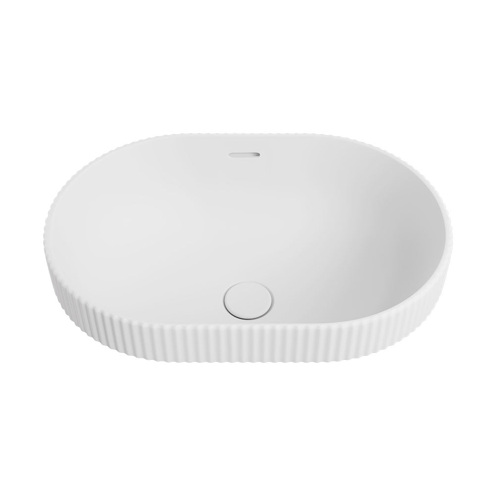 Fienza Eleanor Oval Semi Inset Basin w/ Overflow Matte White RB469MW