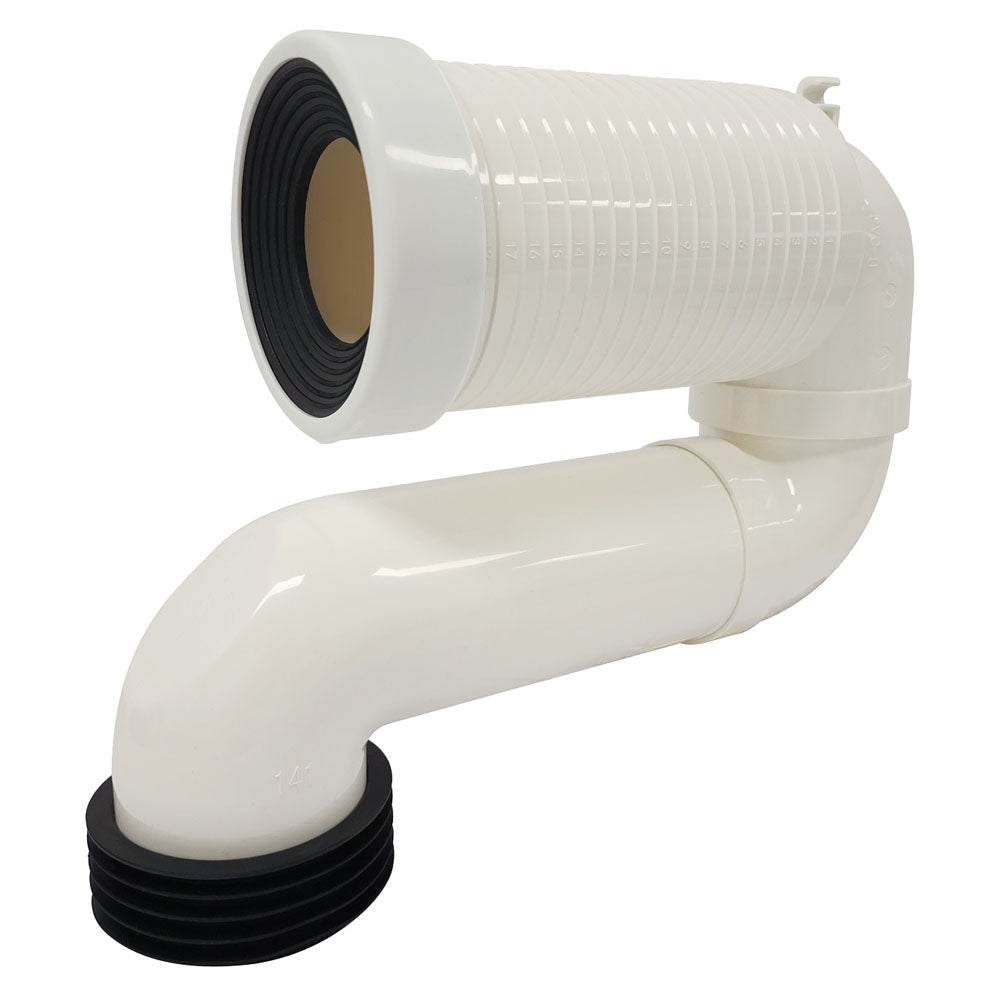 Fienza Extended Pipe S Trap for all BTW Suites (160-230mm) White X011B